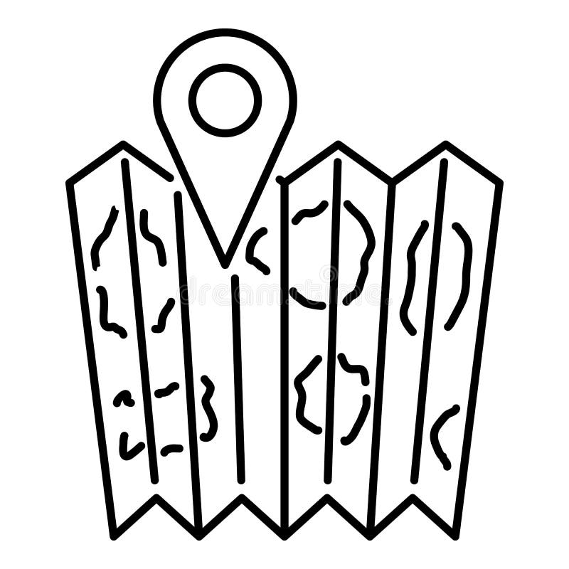 Pin on the Map Icon, Outline Style Stock Vector - Illustration of ...