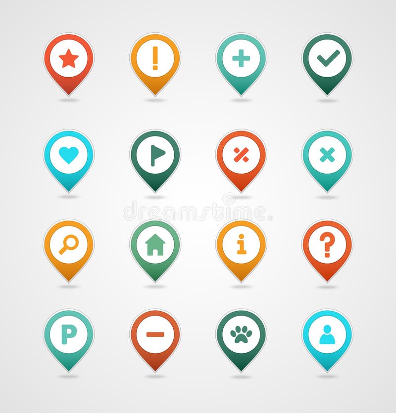 Pin Map Icon Set. Map Pointer Stock Vector - Illustration of place ...