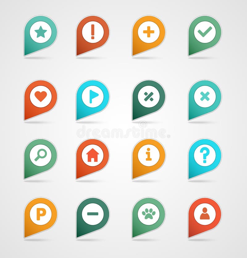 Pin Map Icon Set. Map Pointer Stock Vector - Illustration of flag ...