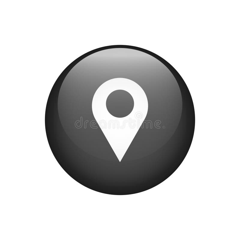 Pin Map Location Black Button Icon. Vector Illustration Stock Vector - Illustration of flat ...