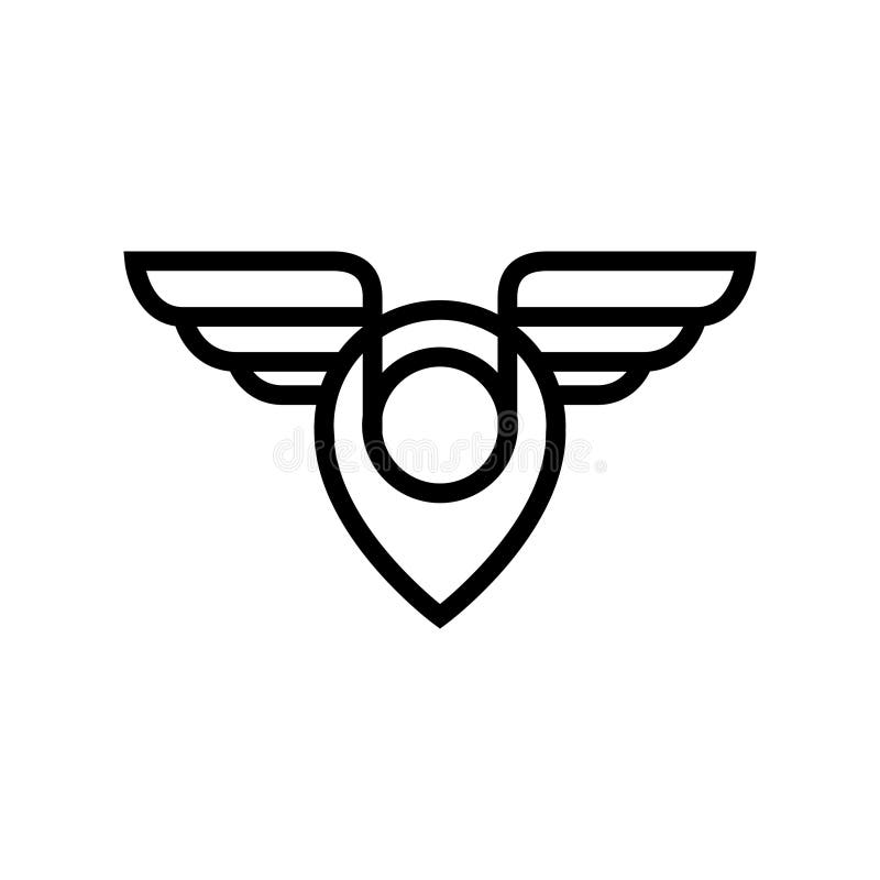 Pin Map Location Wings Line Style Modern Simple Flat Logo Design Vector ...