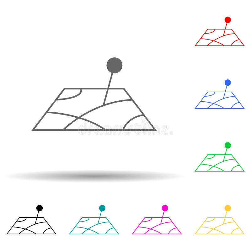 Pin On The Map Multi Color Style Icon Simple Thin Line Outline Vector Of Web Icons For Ui And