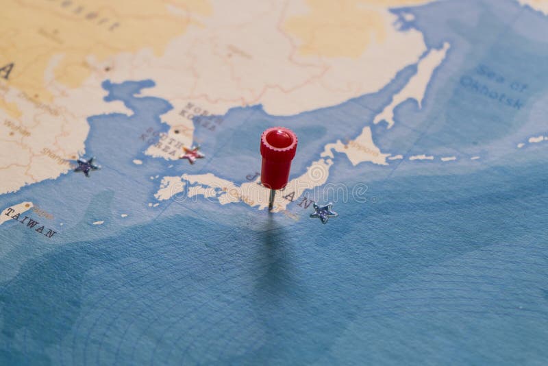 A Pin on Tokyo, Japan in the World Map Stock Photo - Image of education ...