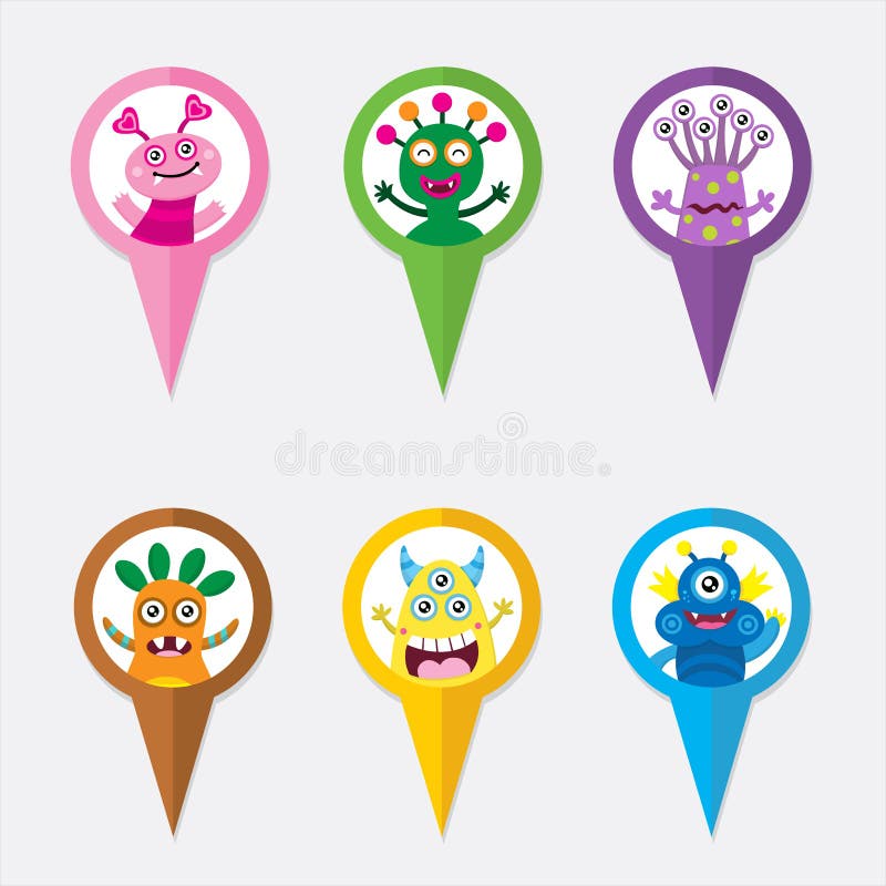 Pin Monster Pointer Icon stock vector. Illustration of home - 65944070