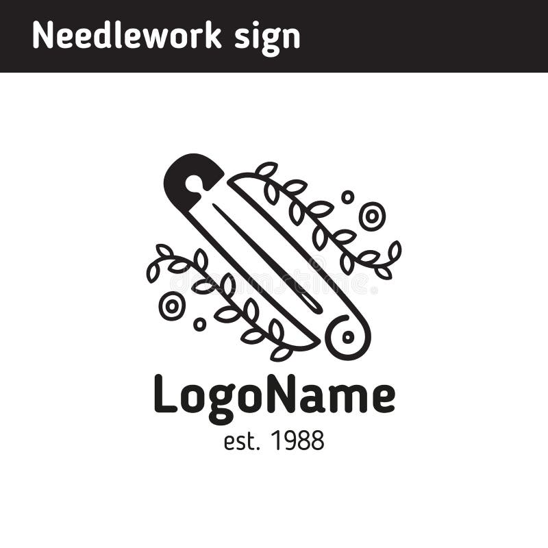 Logo Pin and Needle for Needlework Stock Vector - Illustration of ...
