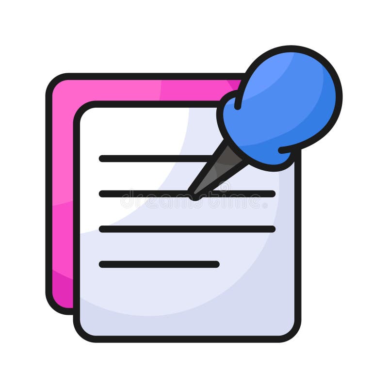 Pin Notes Icon, Featuring a Pin or Tack, Symbolizes Reminders ...