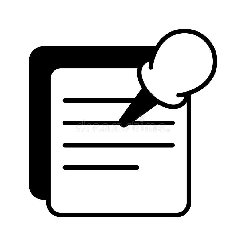 Pin Notes Icon, Featuring a Pin or Tack, Symbolizes Reminders ...