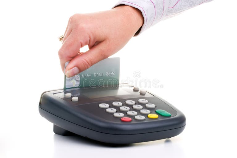 Pin Pad - Credit Card Swipe Stock Photo - Image of hand, customer: 2421596