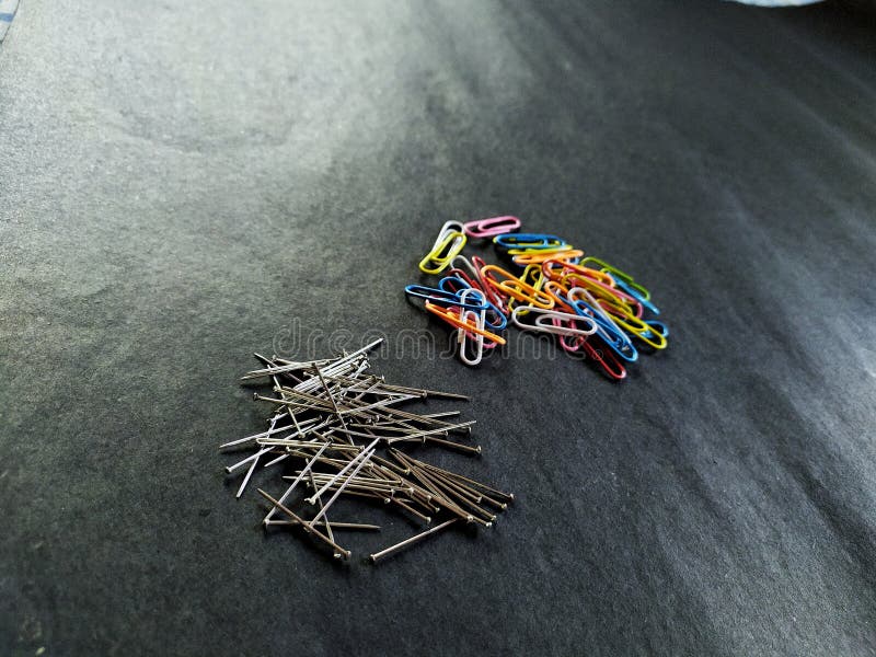 Pin and Paperclip for Attachment of Documents Stock Image - Image of ...