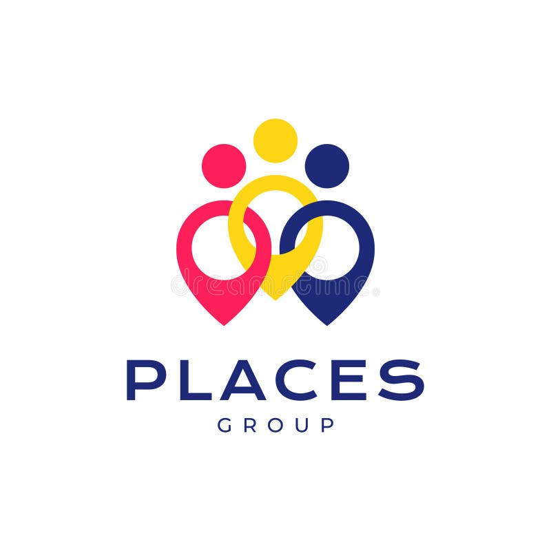 Pin Place Map Community Group Team Colorful Modern Simple Flat Logo ...