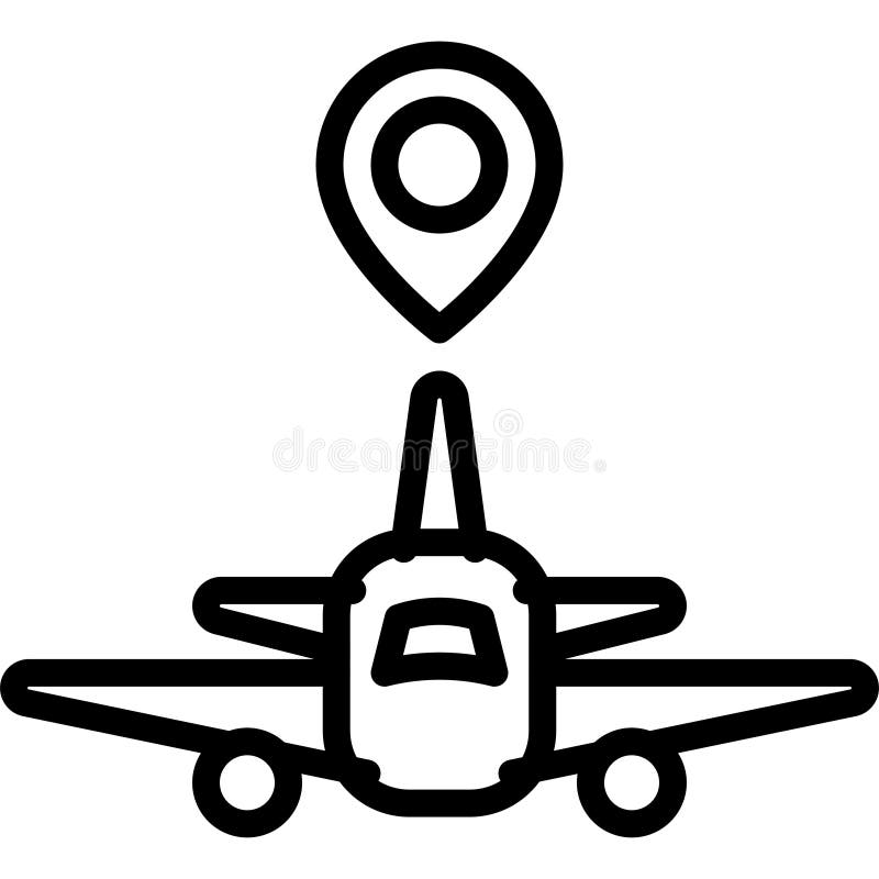 Pin with Plane Icon, Location Map and Navigation Vector Stock Vector ...