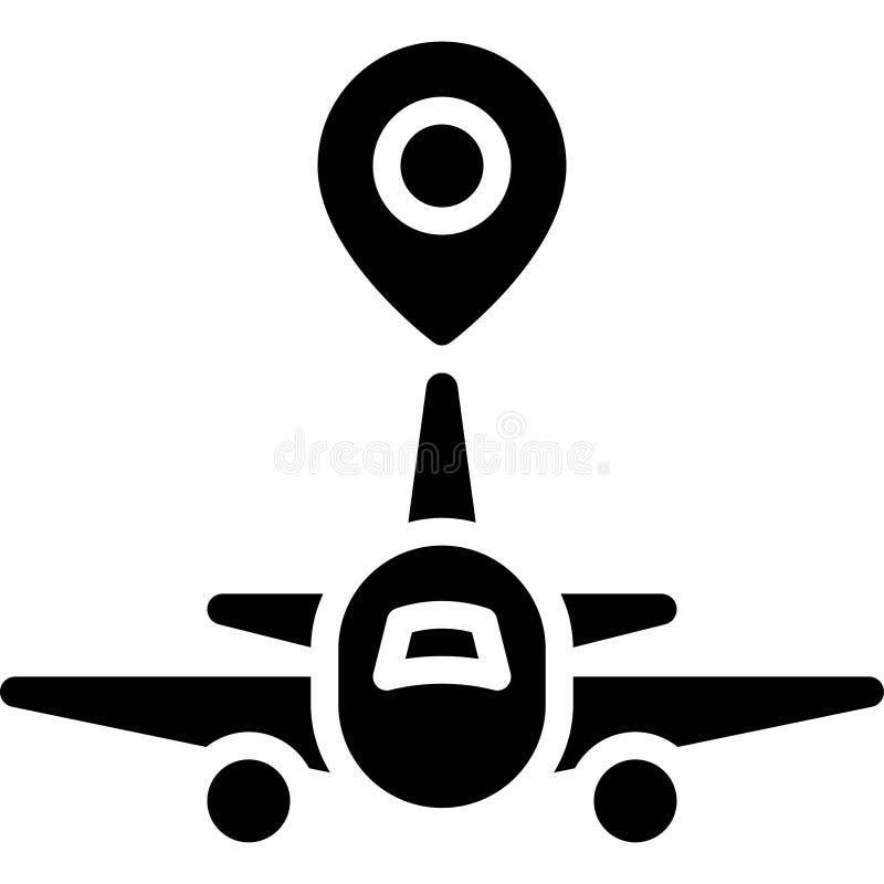 Pin with Plane Icon, Location Map and Navigation Vector Stock Vector ...