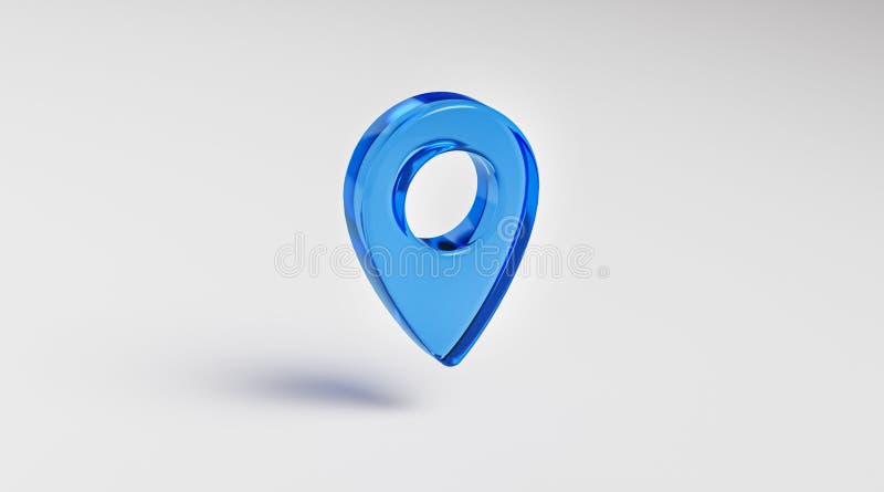 Pin Point Blue Glass Location Symbol of Position 3D Render Stock ...