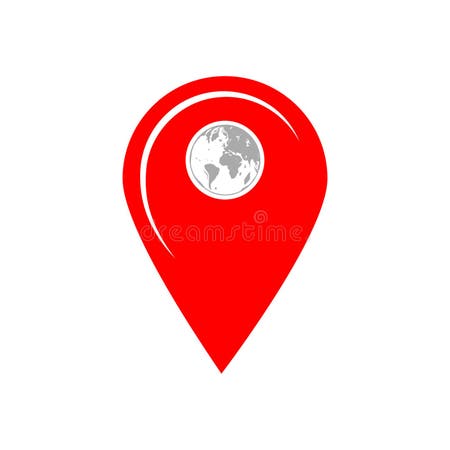 Pin Point Icon with Red Map Location Pointer Symbol Isolated on White ...