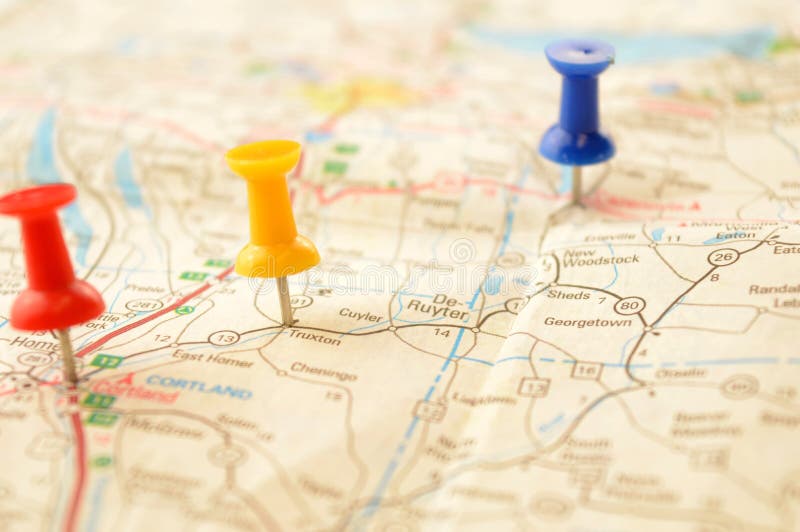 Pin Point Map Route stock image. Image of cartography - 207161789