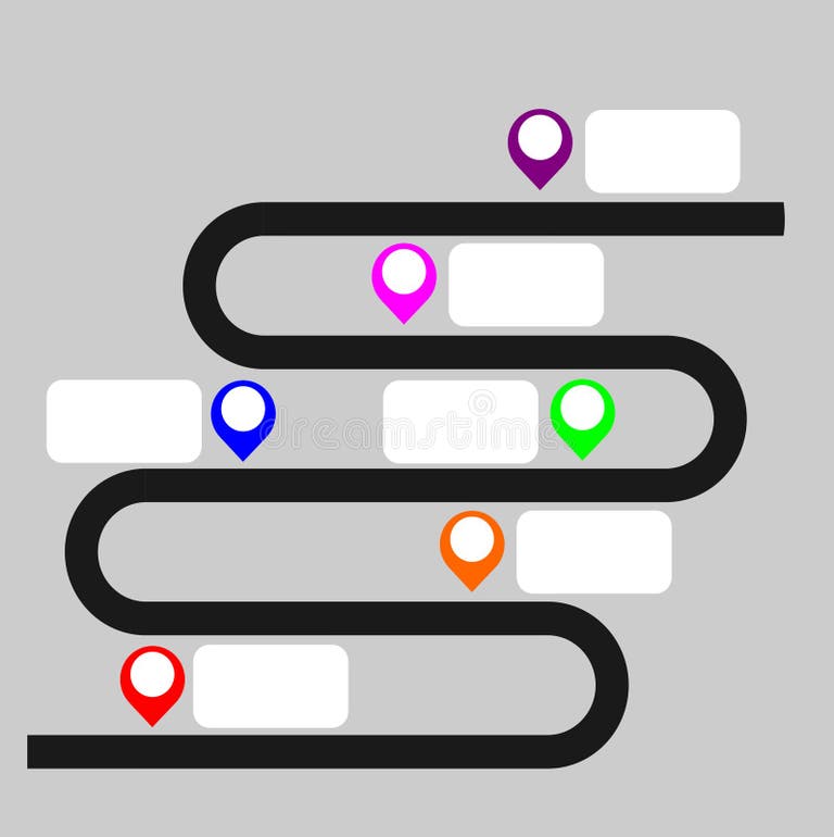 Pin Point Road Map Infographic Vector Illustration, Pathway or Highway ...