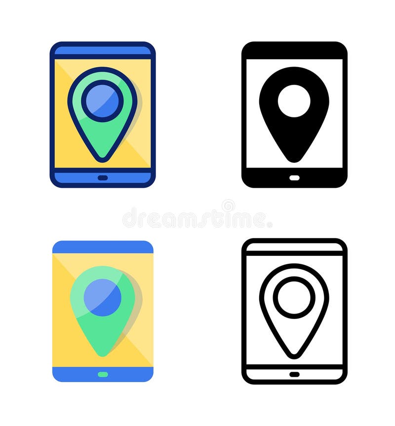 Pin Point on Smartphone. Pointer and Location Icons Stock Vector ...