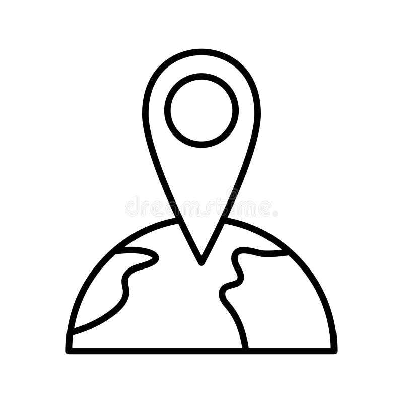 Pin Point on World Map. Drawing of a Globe with a Location Pin Icon ...