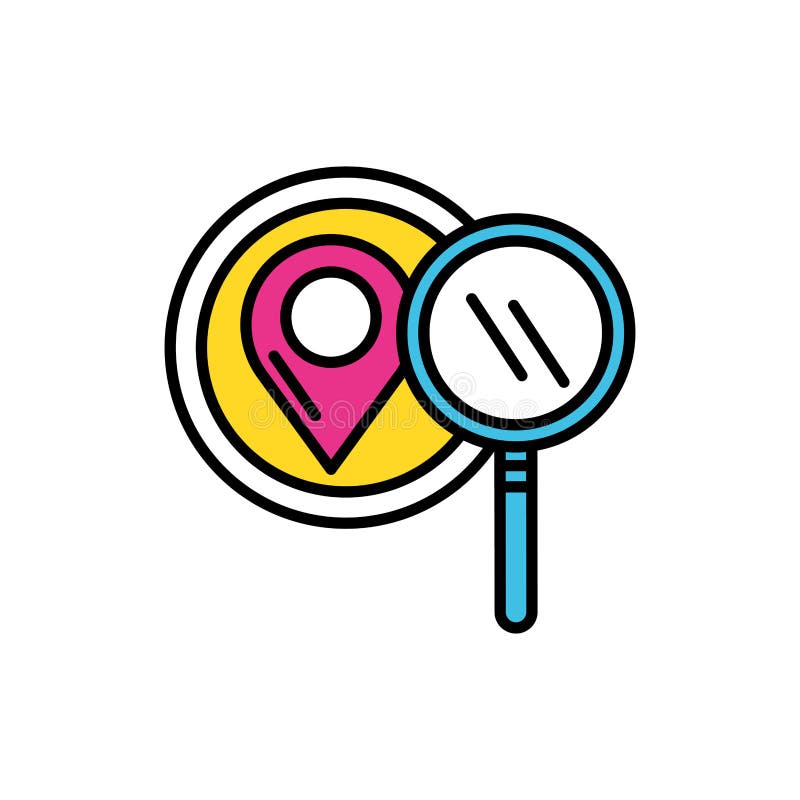 Pin Pointer Location with Magnifying Glass Stock Illustration ...