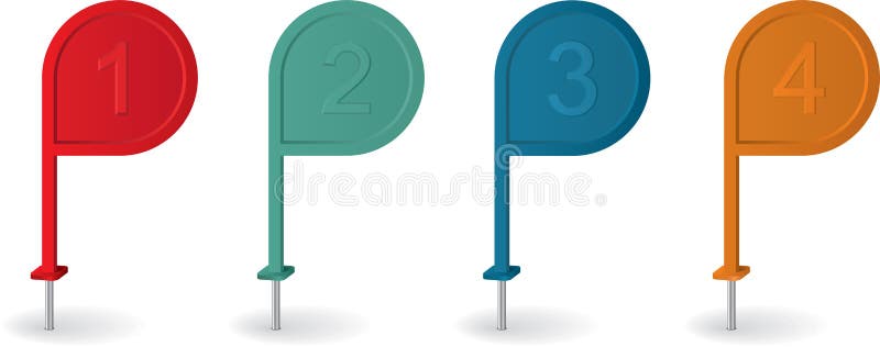 Pin Pointer with Numbers in Different Colors Stock Vector ...