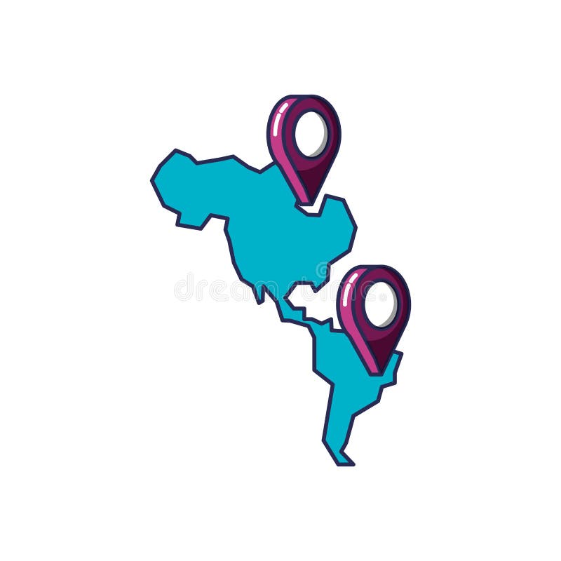 Pin Pointers Location with American Continent Map Stock de ilustración ...