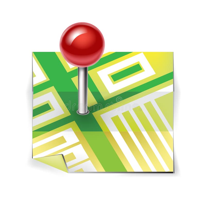 Pin and Road Map Isolated on White Stock Illustration - Illustration of ...