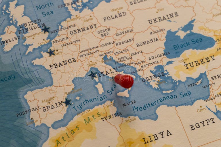 A Pin on Rome, Italy in the World Map Stock Photo - Image of geography ...