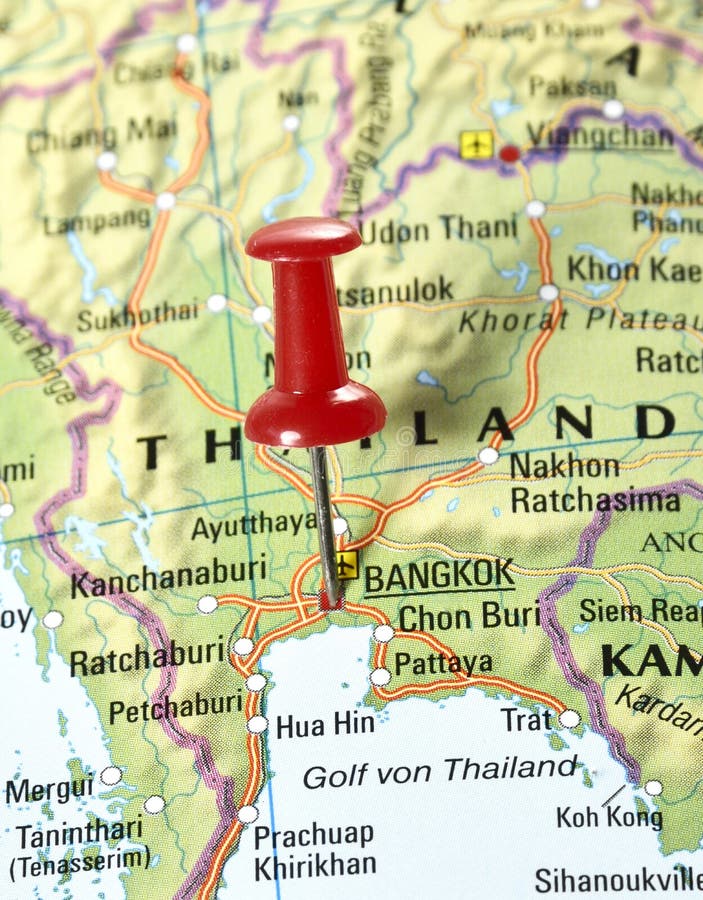 Pin set on Bangkok. stock photo. Image of selective, highway - 69653058