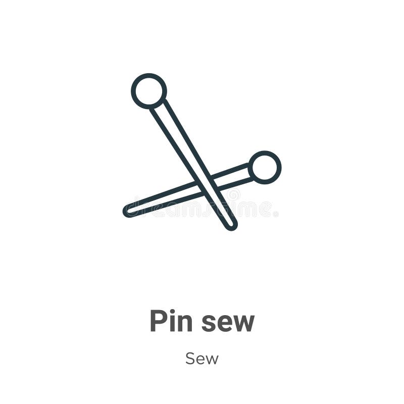 Pin Sew Outline Vector Icon. Thin Line Black Pin Sew Icon, Flat Vector ...