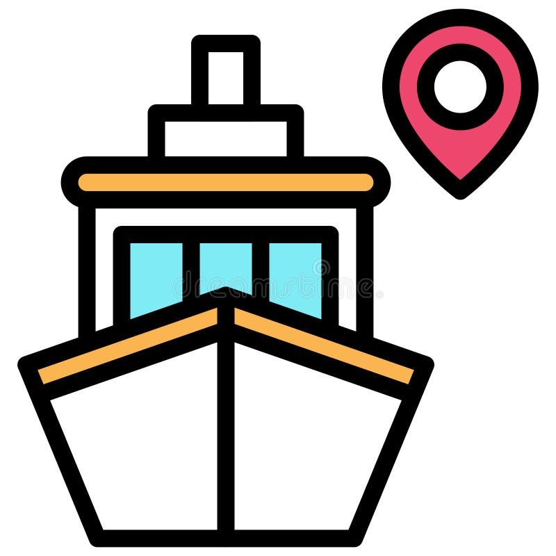 Pin with Ship Icon, Location Map and Navigation Vector Stock Vector ...