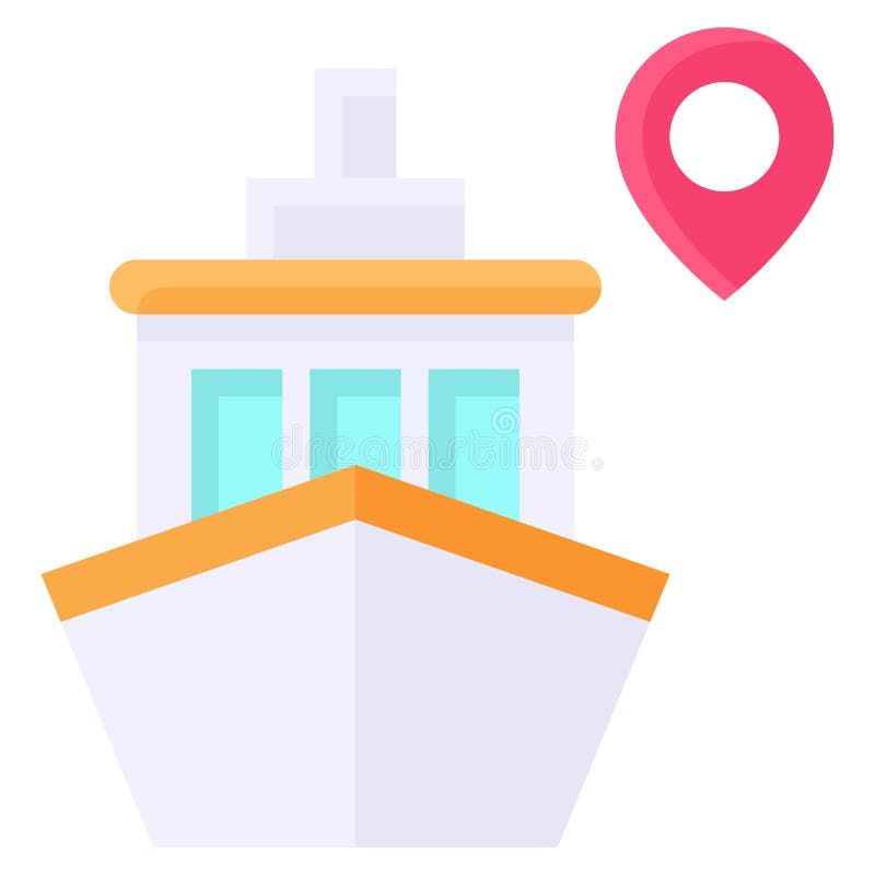 Pin with Ship Icon, Location Map and Navigation Vector Stock Vector ...
