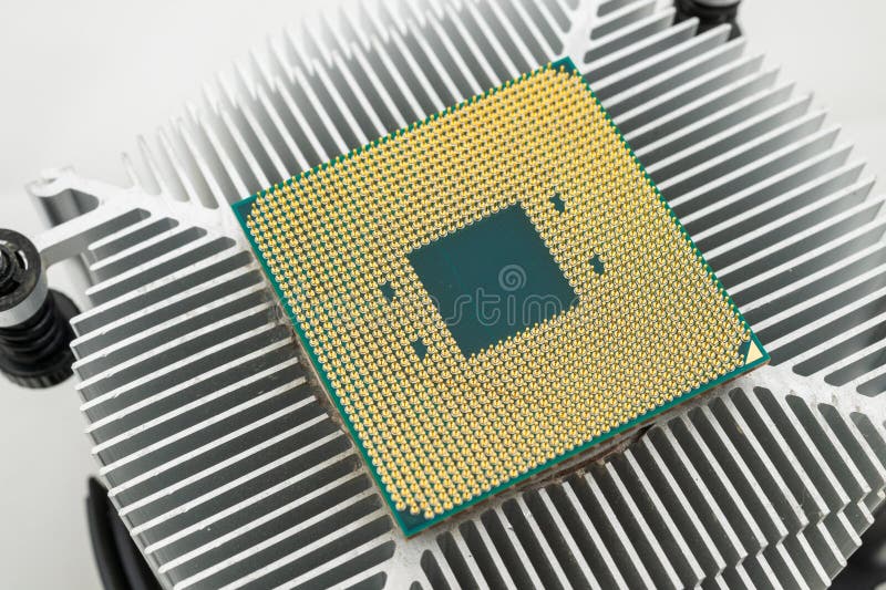 Pin Side of a CPU Processor Mounted on a Cooler.. Stock Photo - Image ...