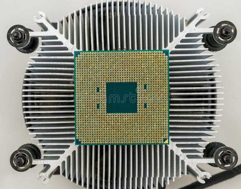 Pin Side of a CPU Processor Mounted on a Cooler.. Stock Image - Image ...