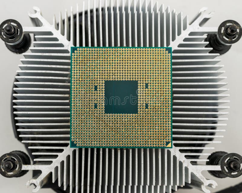Pin Side of a CPU Processor Mounted on a Cooler.. Stock Photo - Image ...
