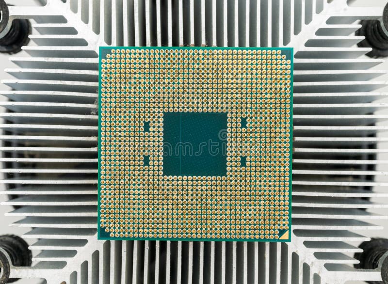 Pin Side of a CPU Processor Mounted on a Cooler.. Stock Photo - Image ...