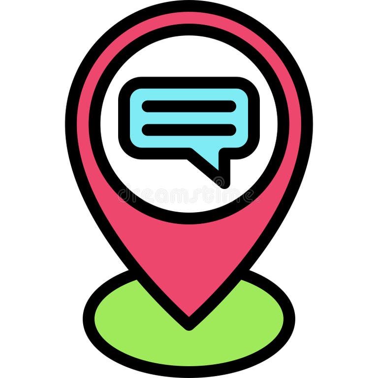 Pin with Speech Balloon Icon, Location Map and Navigation Vector Stock ...