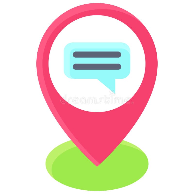 Pin with Speech Balloon Icon, Location Map and Navigation Vector Stock ...