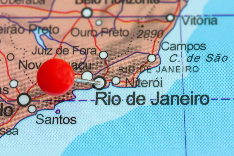 Pin Su Una Mappa Di Rio De Janeiro Fotografia Stock - Immagine di ...