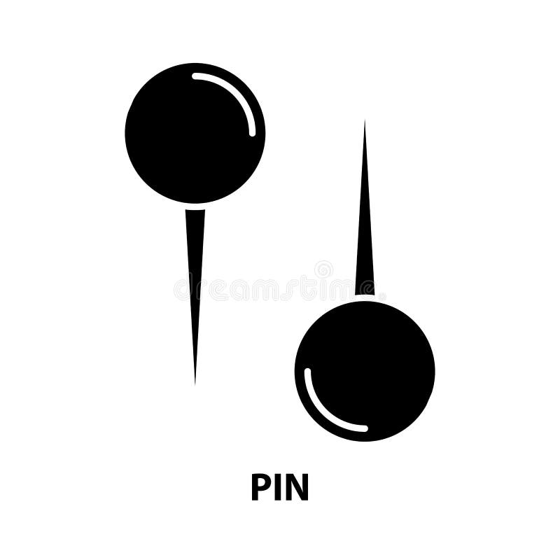 Pin Symbol Icon, Black Vector Sign with Editable Strokes, Concept ...