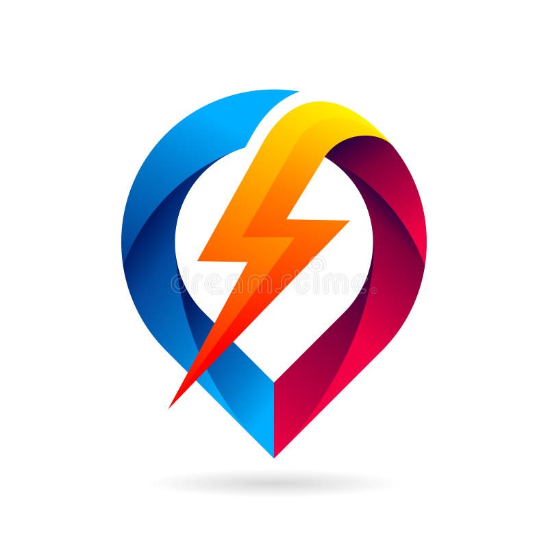 Pin Thunder Light Vector Logo Stock Vector - Illustration of point ...