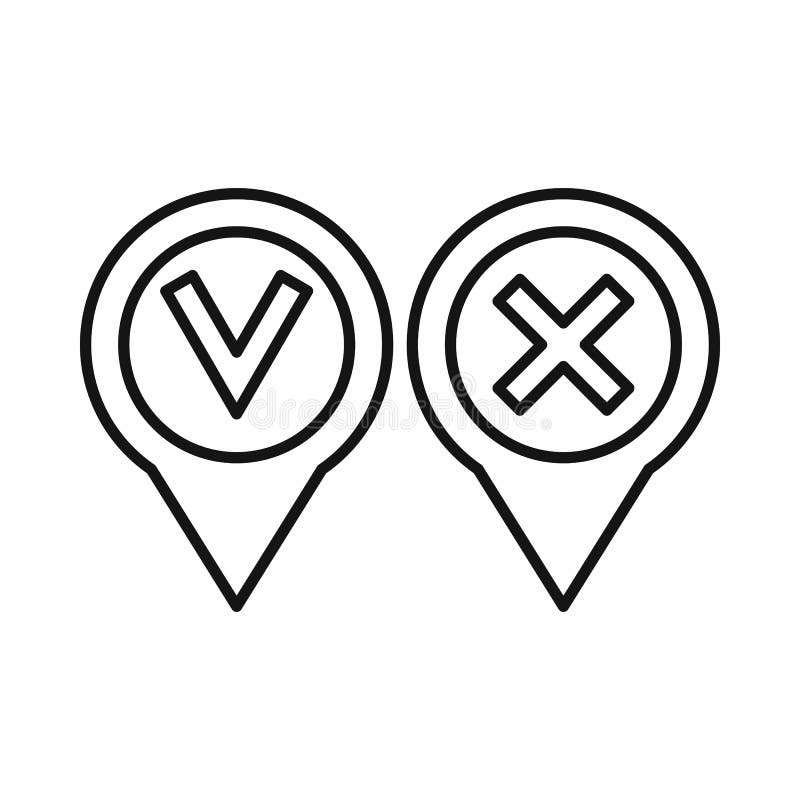 Pin Tick Cross Icon Outline Style Stock Illustrations – 5 Pin Tick ...