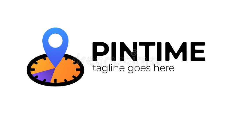 Pin Time Logo Template Design. Vector Clock and Map Pointer Logotype ...