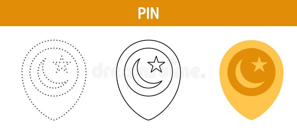 Pin Tracing and Coloring Worksheet for Kids Stock Vector - Illustration ...