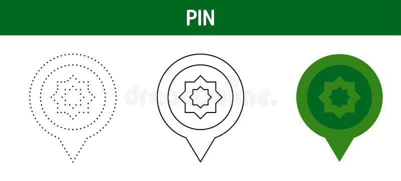 Pin Tracing and Coloring Worksheet for Kids Stock Vector - Illustration ...