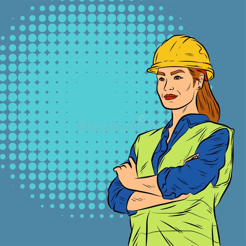 Illustration of a Woman in Construction Worker Costume Posing. Stock ...