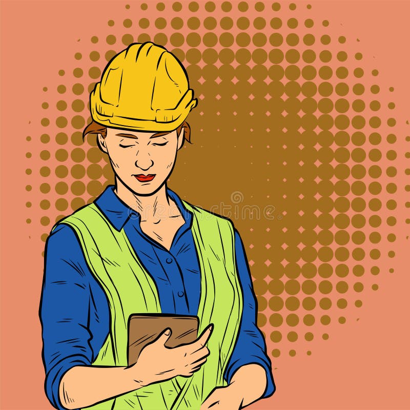 Illustration of a Woman in Construction Worker Costume Posing. Stock ...