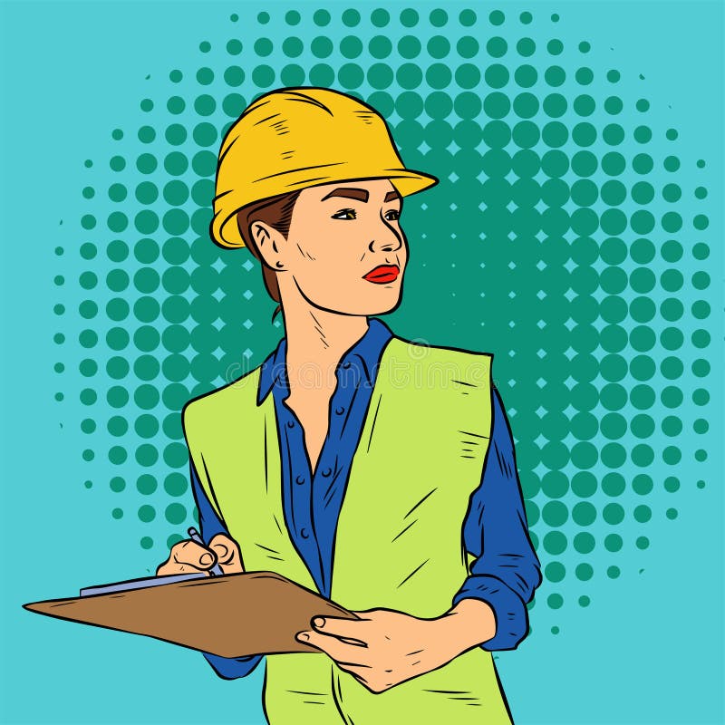 Illustration of a Woman in Construction Worker Costume Posing. Stock ...