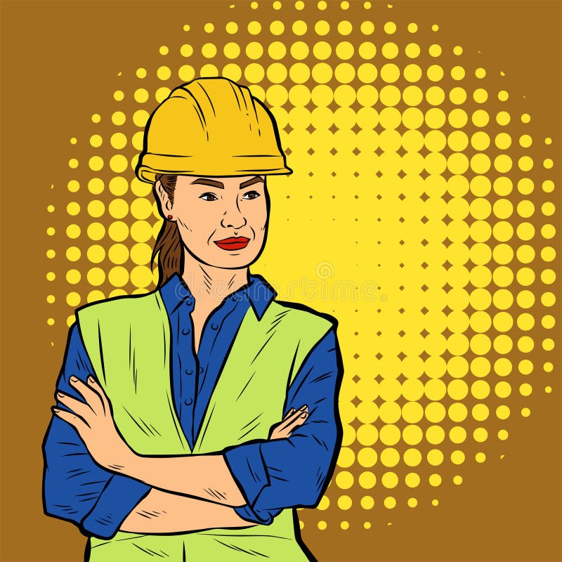 Illustration of a Woman in Construction Worker Costume Posing. Stock ...