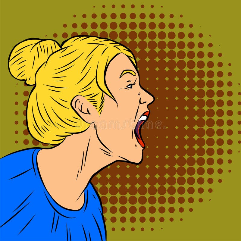Illustration of Female Shouting or Yelling Announcing or Promoting ...