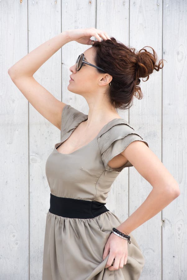 Pin-up al mare stock photo. Image of model, brunette - 49148352